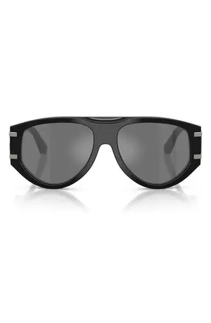 Dolce & Gabbana Dolce&Gabbana 56mm Pilot Sunglasses Black / Grey Mirror Black