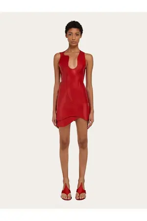 FERRAGAMO Leather Mini Dress - Red