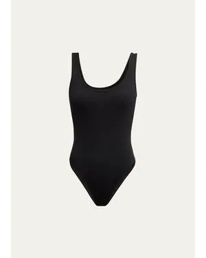 L'Agence Nica Ribbed Knit Bodysuit - Black