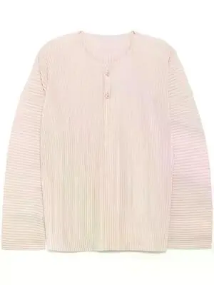 Issey Miyake Pleated Long Sleeves T-shirt - Pink