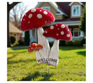 GERSON INTERNATIONAL 31 In Mushroom Welcome Yard Stake Gerson Int Ernational - One-color