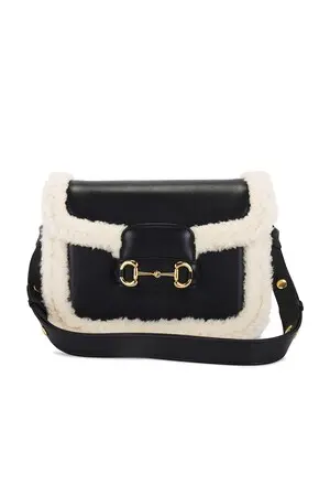 Gucci Shearling Horsebit 1955 Shoulder Bag - Black