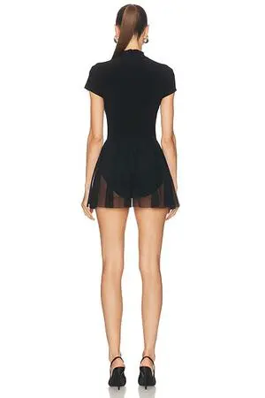 Norma Kamali Mock Neck Cap Sleeve Flared Pickleball Dress