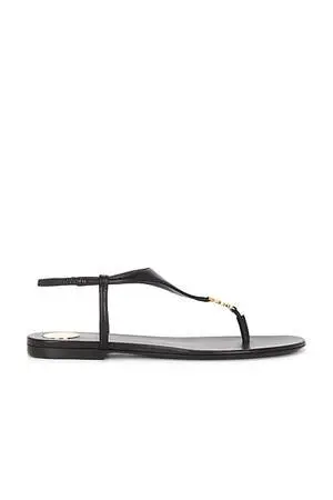 Saint Laurent Cassandra Flat Sandal - Nero