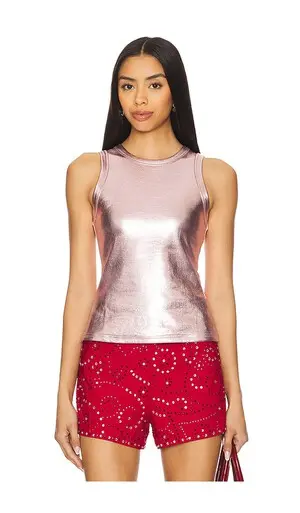 NEVER FULLY DRESSED Metallic Coated Jersey Tank Top