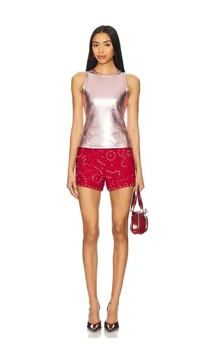 NEVER FULLY DRESSED Metallic Coated Jersey Tank Top