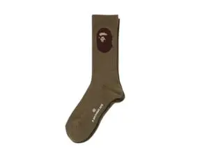 A BATHING APE Ape Head Crew Socks - Olivedrab Green