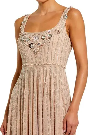 Mac Duggal Sleeveless Beaded Georgette Midi Dress