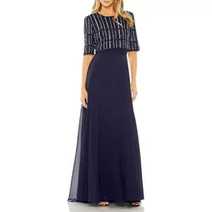 Mac Duggal Mac Duggal Beaded Chiffon Gown Midnight