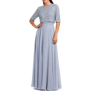 Mac Duggal Beaded Chiffon Gown - Powder Blue