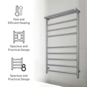 PURSONIC Wall Mount Electric Towel Warmer With 8 Heated Bars Plus 3 Non-heated Bars