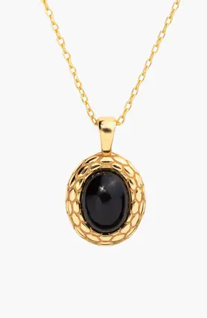 LITTLE SKY STONE Snake Onyx Pendant Necklace - Gold