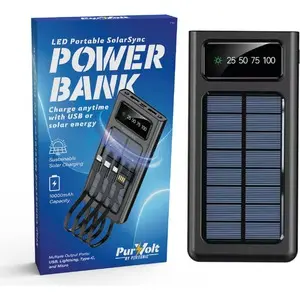 PURSONIC Led Portable Solarsync Power Bank - Black
