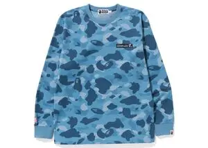 A BATHING APE Honeycomb Camo Long Sleeve Tee Shirt - Blue