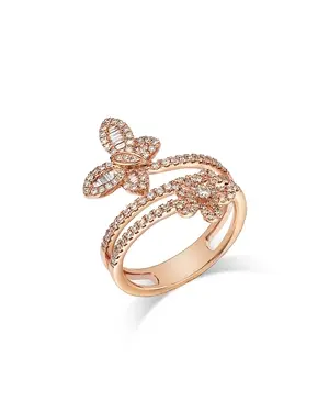 Bloomingdale'S Diamond Butterfly And Flower Ring - Pink