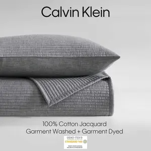 Calvin Klein Mini Channel Stitch Solid 3 Piece Quilt Set, King