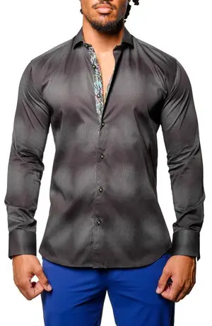 MACEOO Einstein Tulleeffect Contemporary Fit Cotton Button-up Shirt