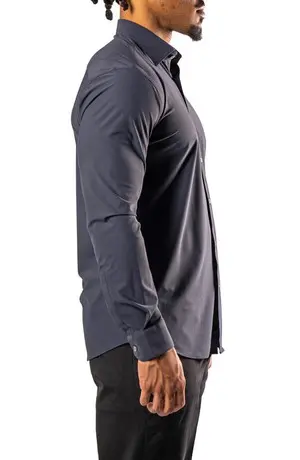 MACEOO Fibonacci Stretcheurodark Cotton Blend Button-up Shirt - Grey