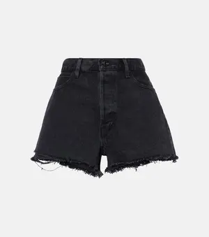 FRAME Frayed Denim Shorts - Black