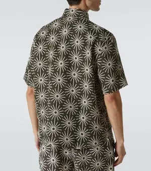Frescobol Carioca Castro Printed Linen Bowling Shirt - Green