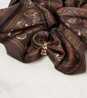 Saint Laurent Logo Paisley Silk Scrunchie