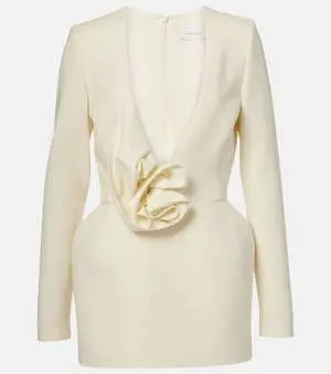 Magda Butrym Floral-appliqué Wool-blend Minidress - Beige
