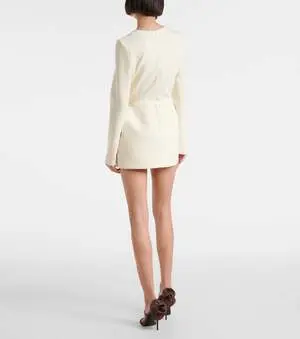 Magda Butrym Floral-appliqué Wool-blend Minidress - Beige
