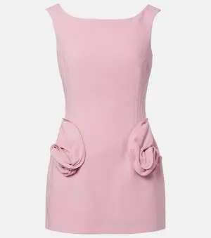 Magda Butrym Floral-appliqué Wool-blend Minidress - Pink