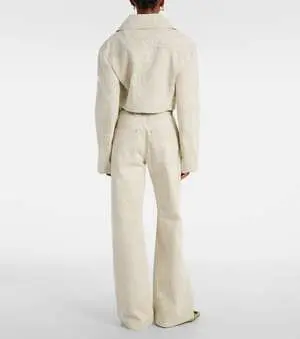 Jacquemus Marino De-nîmes Croc-effect Denim Jacket - Beige