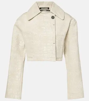 Jacquemus Marino De-nîmes Croc-effect Denim Jacket - Beige