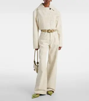 Jacquemus Marino De-nîmes Croc-effect Denim Jacket - Beige