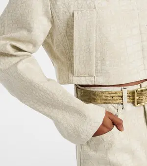 Jacquemus Marino De-nîmes Croc-effect Denim Jacket - Beige