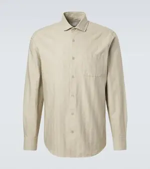 Frescobol Carioca Emilio Herringbone Denim Shirt - Green