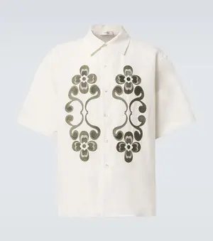 Commas Reflection Embroidered Bowling Shirt