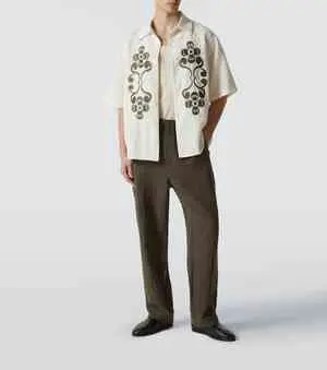 Commas Reflection Embroidered Bowling Shirt