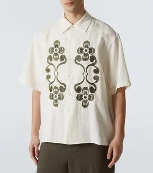 Commas Reflection Embroidered Bowling Shirt