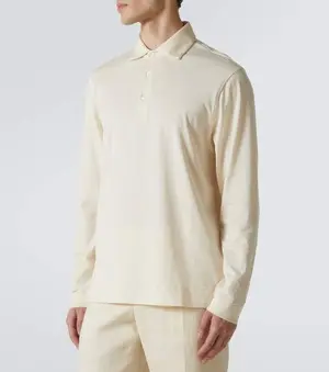 LARDINI Cotton And Silk Polo Sweater - Beige