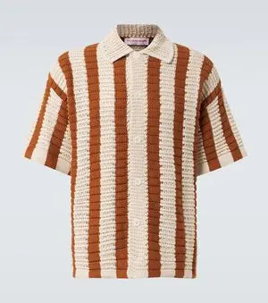 Orlebar Brown Thomas Crochet Cotton Bowling Shirt - Beige