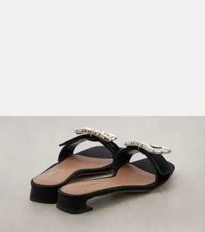 Dolce & Gabbana Embellished Velvet Slides - Black