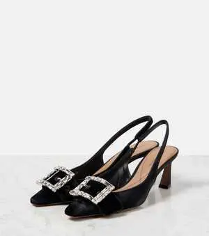 Dolce & Gabbana Embellished Velvet Slingback Pumps