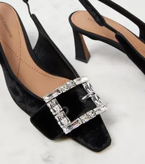 Dolce & Gabbana Embellished Velvet Slingback Pumps