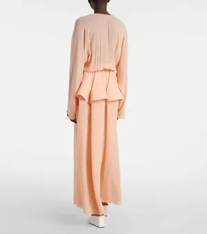 Alaïa Peplum Georgette Maxi Dress - Orange