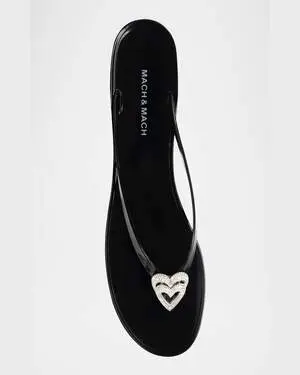 Mach & Mach Double Heart Rubber Thong Sandals