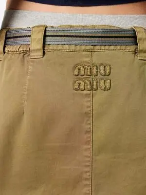 Miu Miu Garment-dyed Cotton Miniskirt - Green