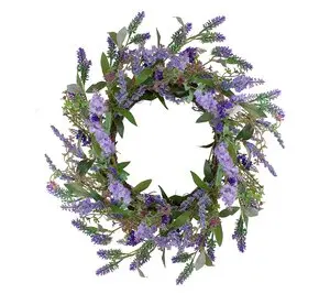 NORTHLIGHT Lavender Spring Floral Wreath - One-color