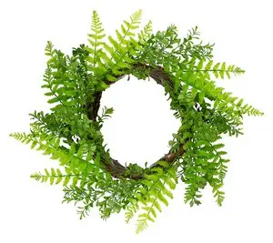 NORTHLIGHT Fern Leaf Springtime Wreath Green 18-inch - One-color