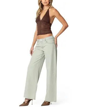 EDIKTED Lucie Lacey Mesh Halter Top