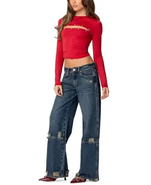 EDIKTED Revi Front Cut Out Grommet Top