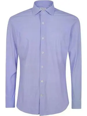 TINTORIA MATTEI 954 Houndstooth Pattern Shirt - Blue
