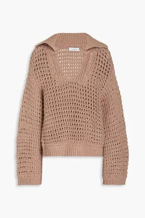 Naadam Pointelle-knit Cotton Polo Sweater - Sand